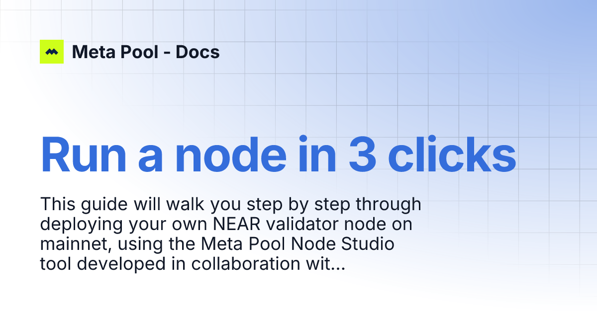 Run a node in 3 clicks | Meta Pool - Docs